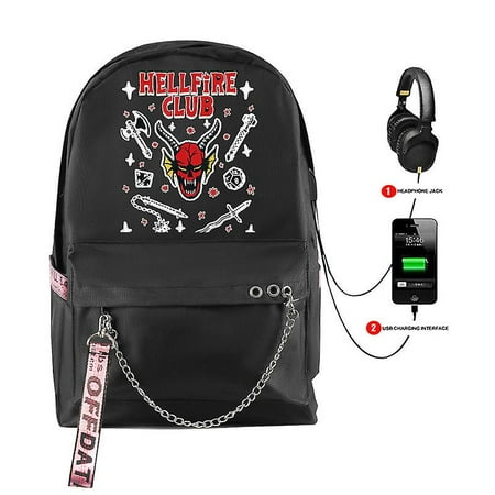 Stranger Things 4 Hellfire Club Backpack Usb Rechargeable Backpack ...