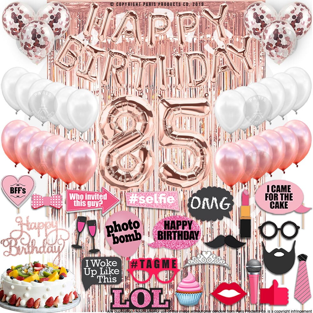 85th Birthday Decoration Rose Gold, 85 Party Supplies Decoration, 85th ...