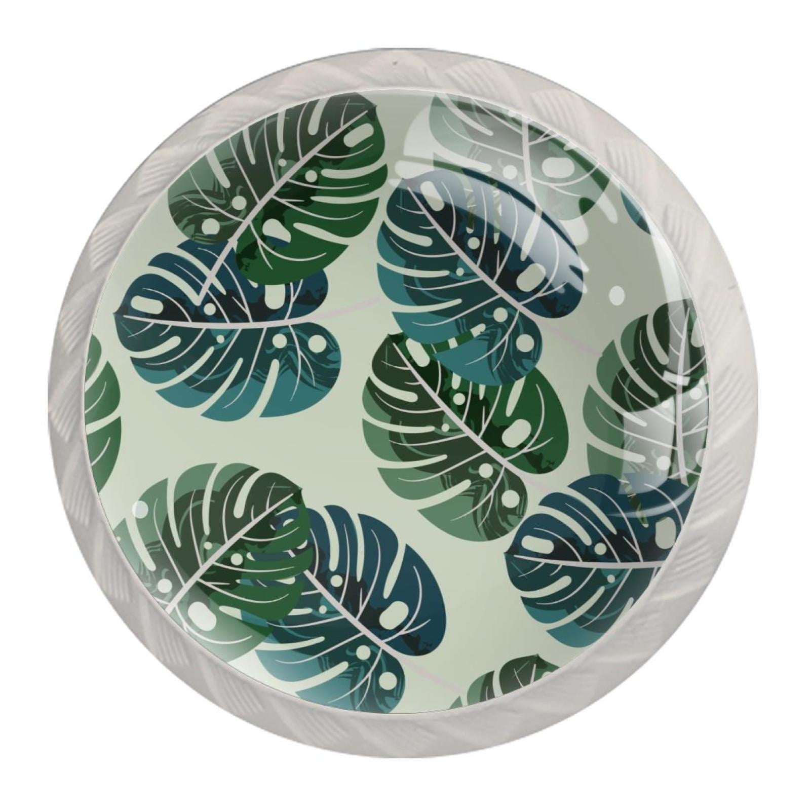 4 Pcs Green Leaves Knobs for Kitchen Cabinet Cupboard Dresser Bookcase ...