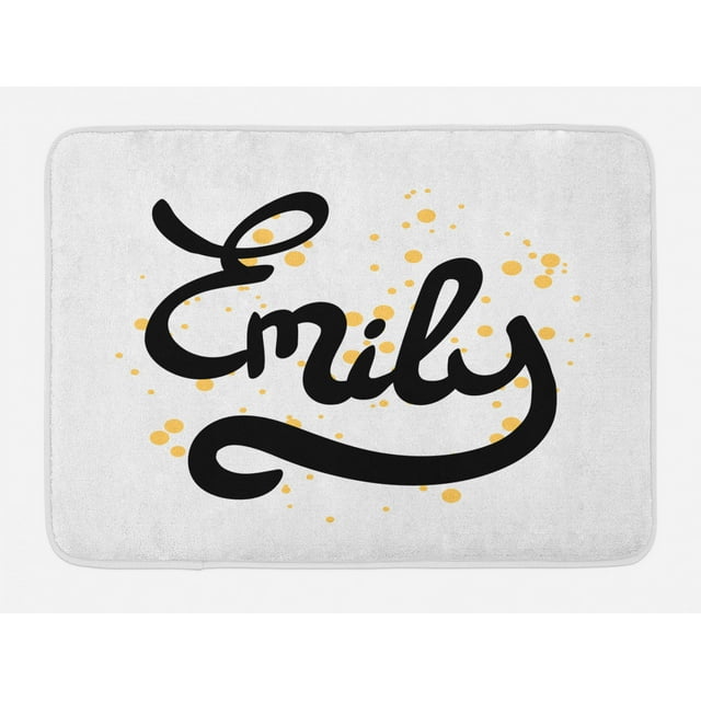Emily Bath Mat, Hand Drawn Monochrome Cursive Font Modern Calligraphic ...