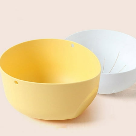 relayinert Kitchen Double Layer Drain Basket Rotatable Rice Washing ...