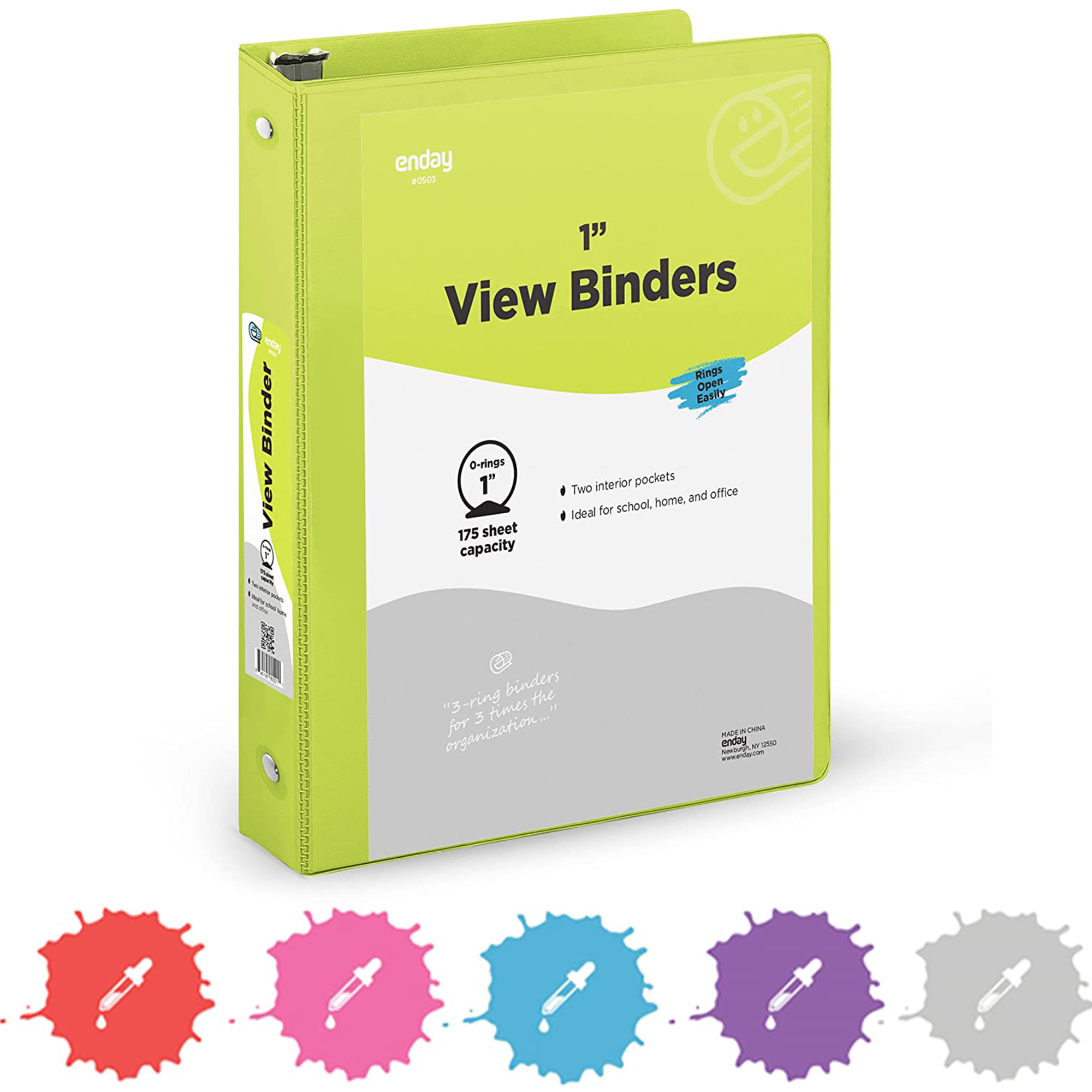 Enday 1 Inch Binder 3 Ring Binders with Pockets for Home, Office ...