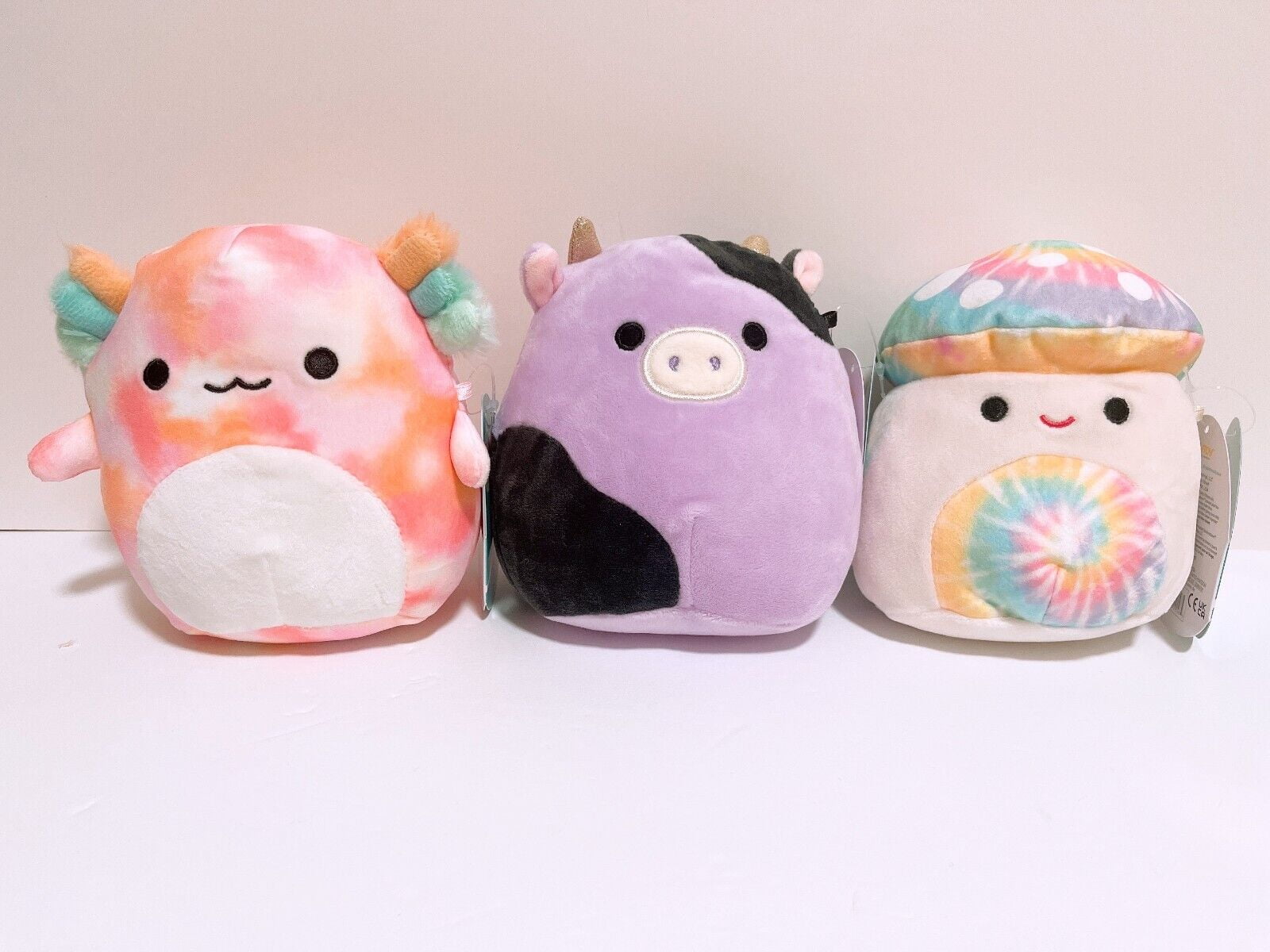Set of 3 Squishmallows 5" Alexis Cow Kervena Mushroom Aksel Axo Mini ...