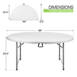 Magshion 5.5FT Round Folding Table, Heavy Duty Plastic Portable Round ...