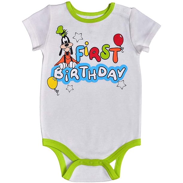 Disney Baby Boy's Goofy Short Sleeve 1st Birthday Bodysuit Onesie ...