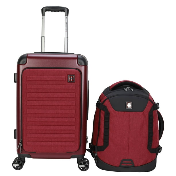 Swiss Tech Hybrid Luggage with Travel Backpack, 2 Piece Set, Merlot ...