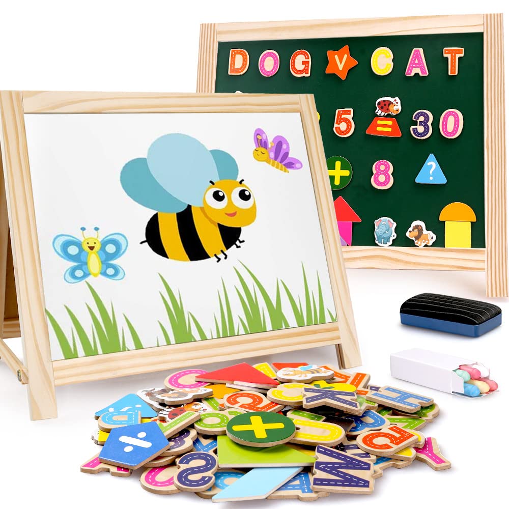 Chevalet d'Art en Bois pour Enfants Tableau Magnétique et Tableau Noir ...