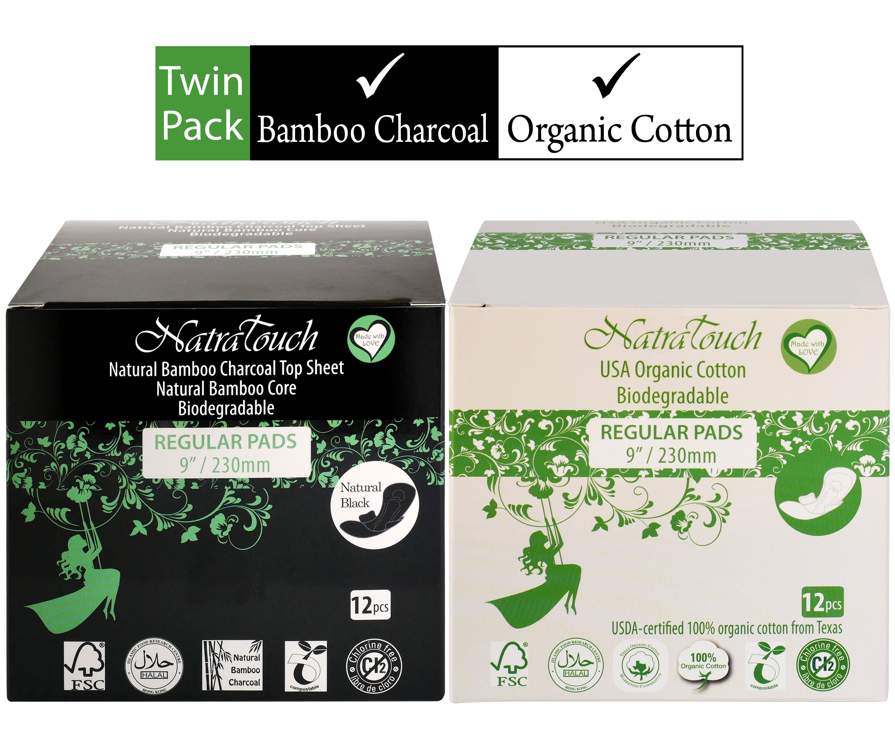 NATRATOUCH Regular PAD ~ COMPOSTABLE ~ Texas Organic Cotton & Natural ...