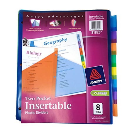 Avery Two Pocket Insertable Plastic Dividers 8 Tabs (81825) | Walmart ...