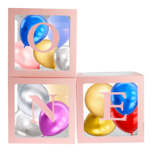 Pluokvzr 3Pcs Baby 1st Birthday Balloons Boxes Baby Shower Boxes Decor ...