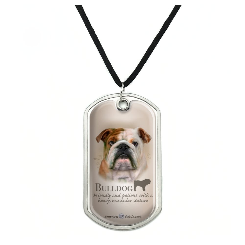 Bulldog Dog Breed Military Dog Tag Pendant Necklace with Cord - Walmart.com