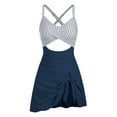 Aqute One Piece Swimsuit Women Removable Padded Bow Skirted One Piece