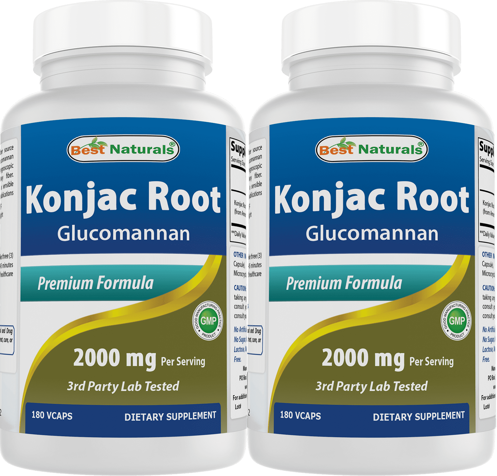 2 Pack Best Naturals Konjac Root 2000 mg 180 Vegetarian Capsules ...