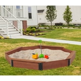 D-road Outdoor Wooden Kids Octagon Sandbox W/ Cover, Bottomless W ...