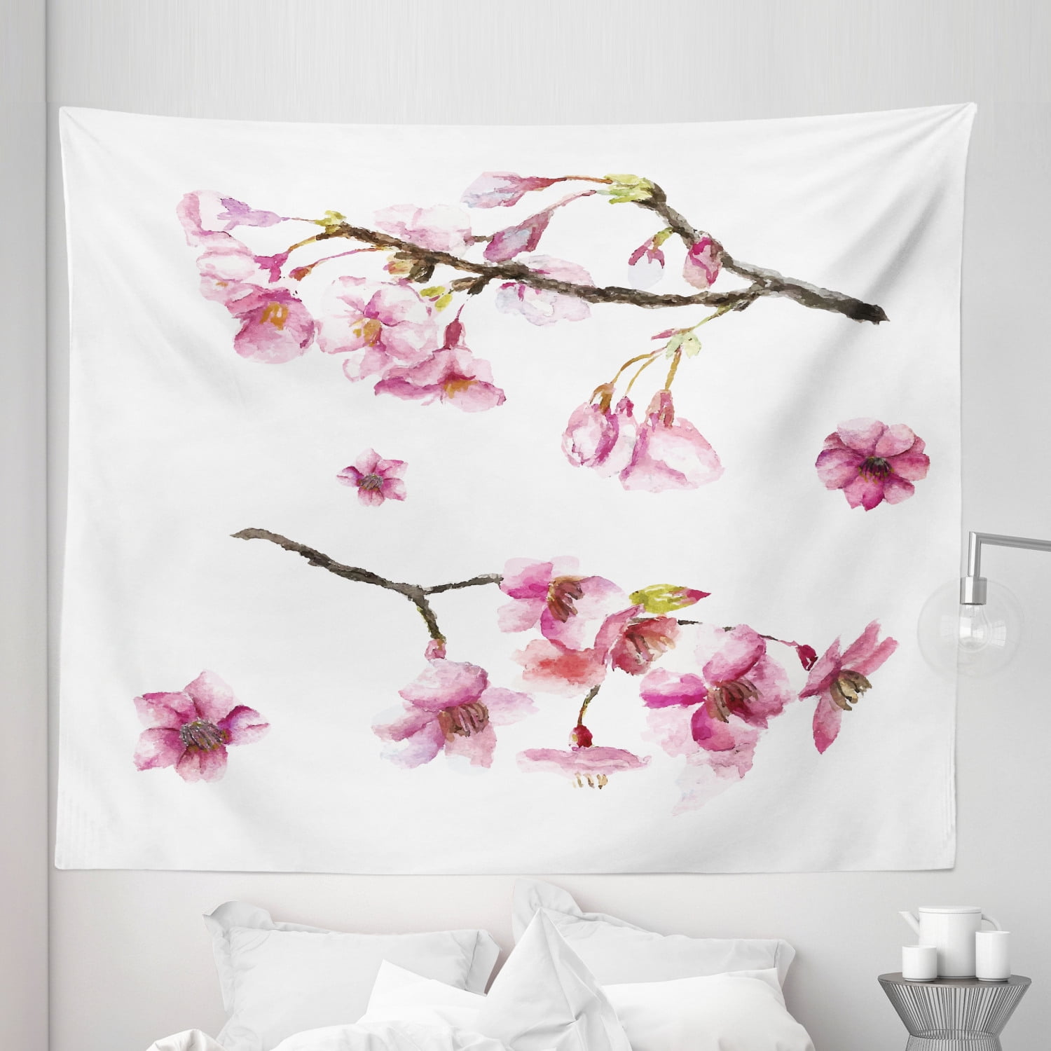 Spring Tapestry, Cherry Blossom Sakura Branch Spring Fruit Tree Flowers ...