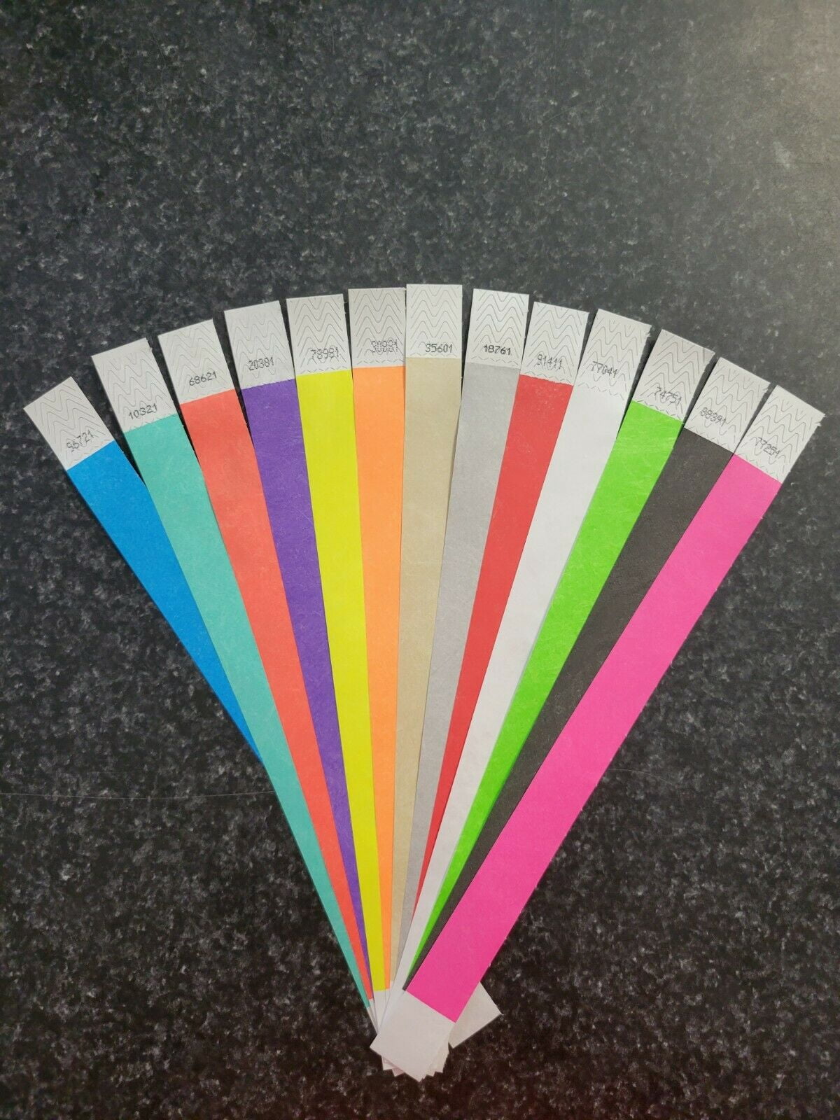 130 3/4" ASSORTED WRISTBANDS, 10 EACH OF 13 COLORS. PAPER ARM BANDS ...