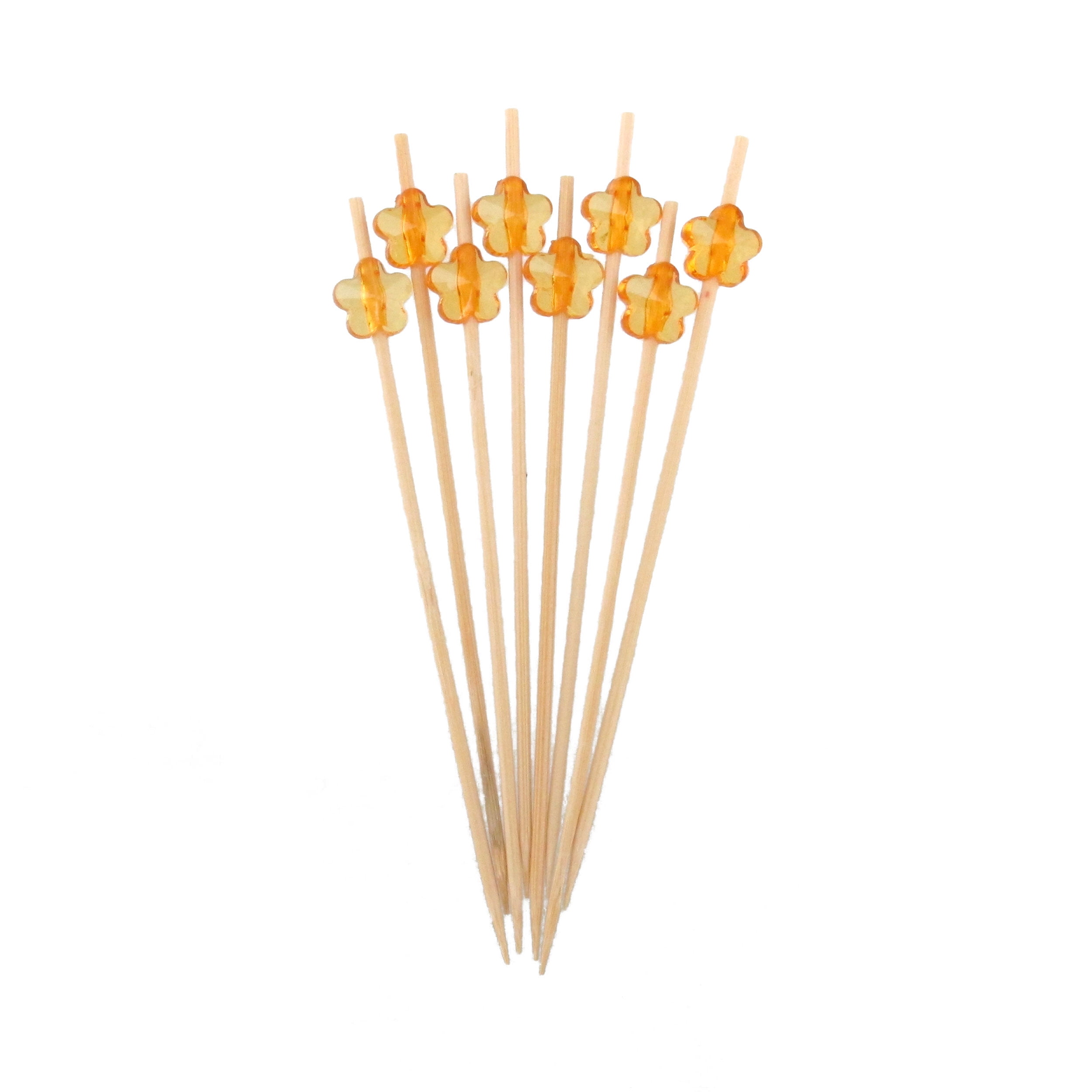 BambooMN Brand - Decorative Acrylic Flower End Bamboo Picks 4.7" (12cm ...