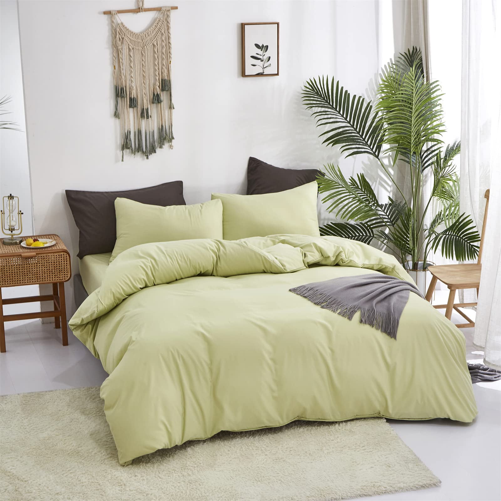 Light Sage Green Comforter Set Queen Cream Green Bedding Comforter Set ...
