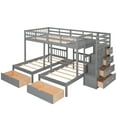Full Over Twin & Twin Triple Bunk Bed,Wood Triple Bunk Bed Frame with 7 Drawers and Storage ...
