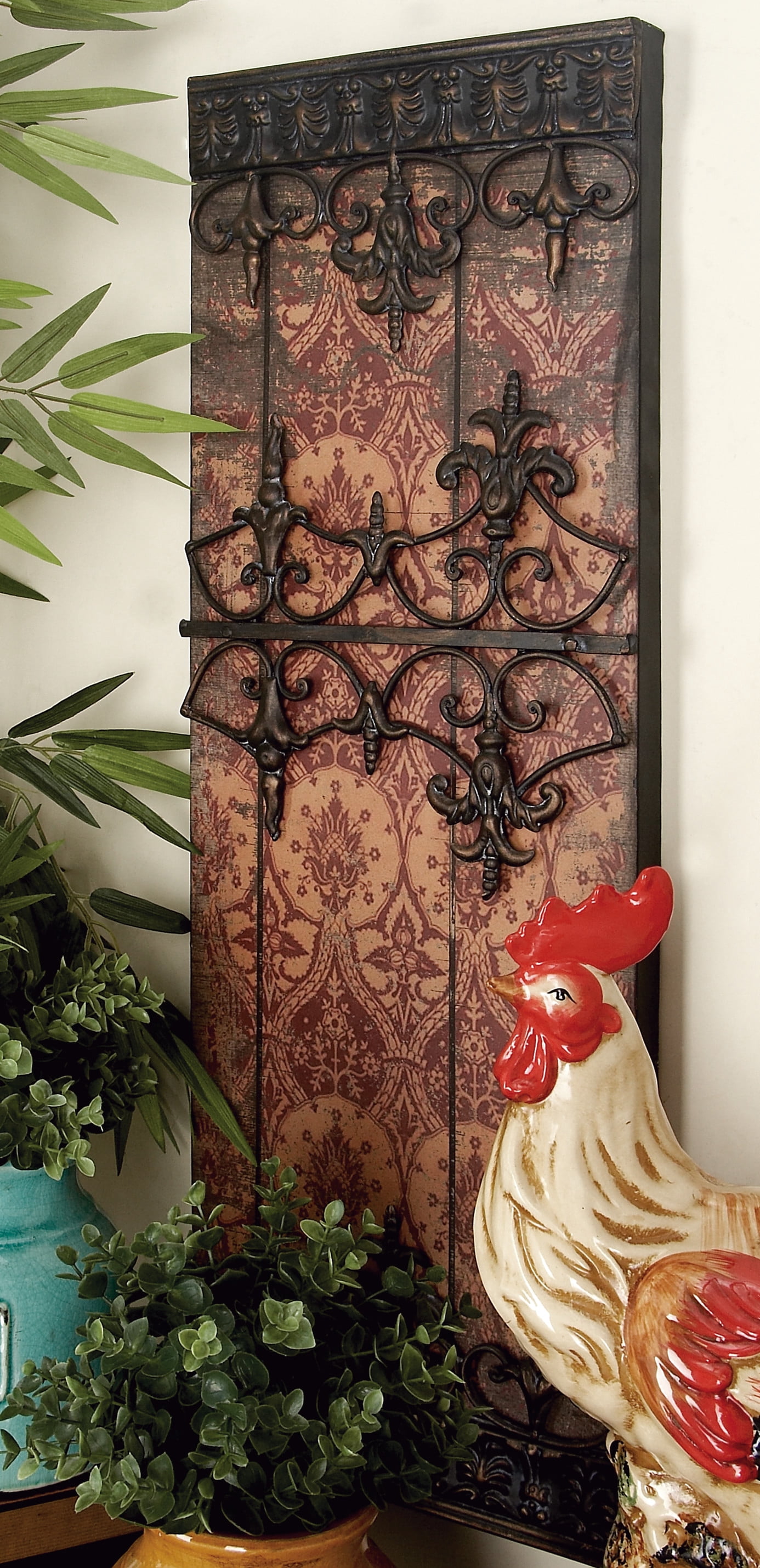 DecMode Set of 3 eclectic 34 x 12 inch iron grillwork wall plaques ...