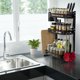 3 Tier Metal Kitchen Spice Rack Countertop Standing Corner Shelf- Black ...