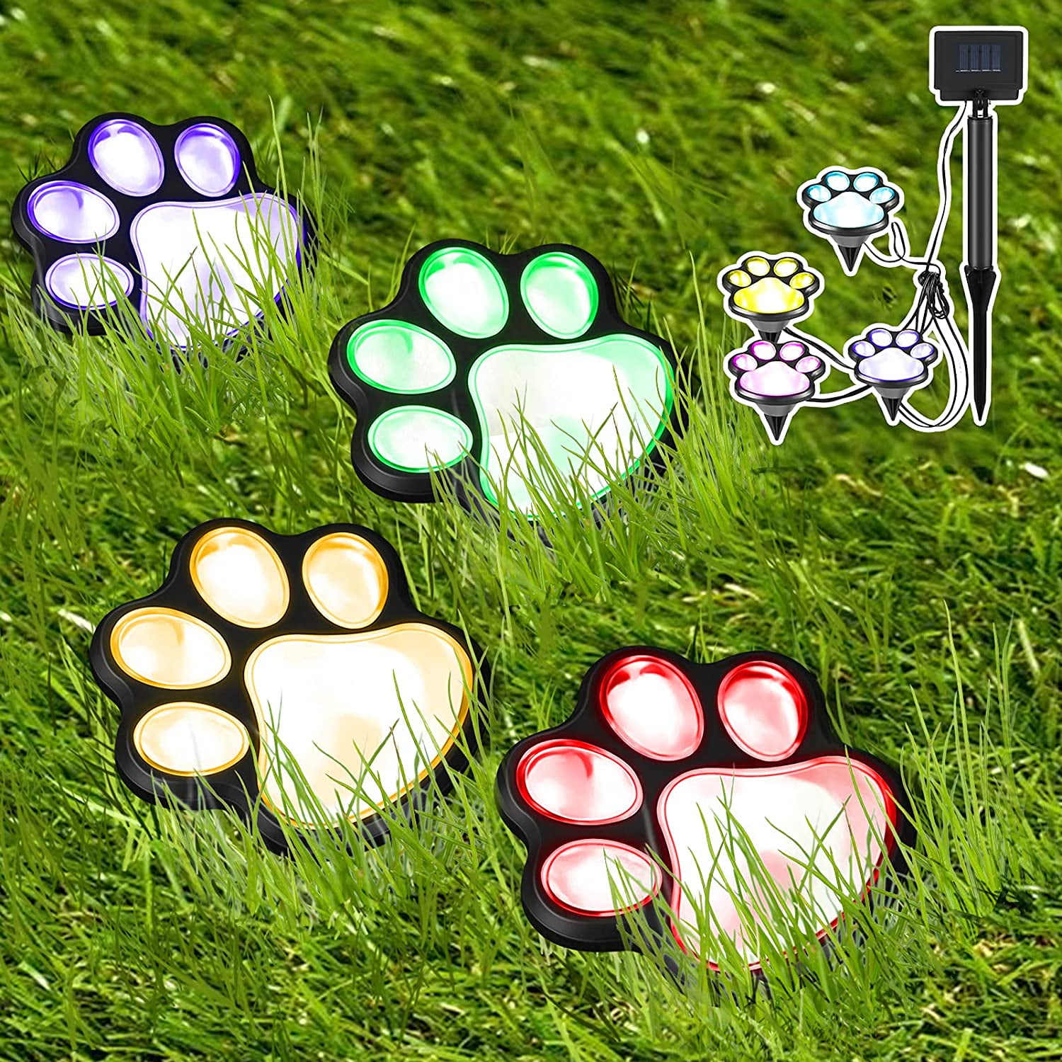 Outdoor LED Paw Solar Decor Lamp Solar Dog Cat Animal Paw Print Lights ...