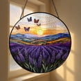 Lavender Field Butterfly Stained Glass Suncatcher – Sunset Window Art ...