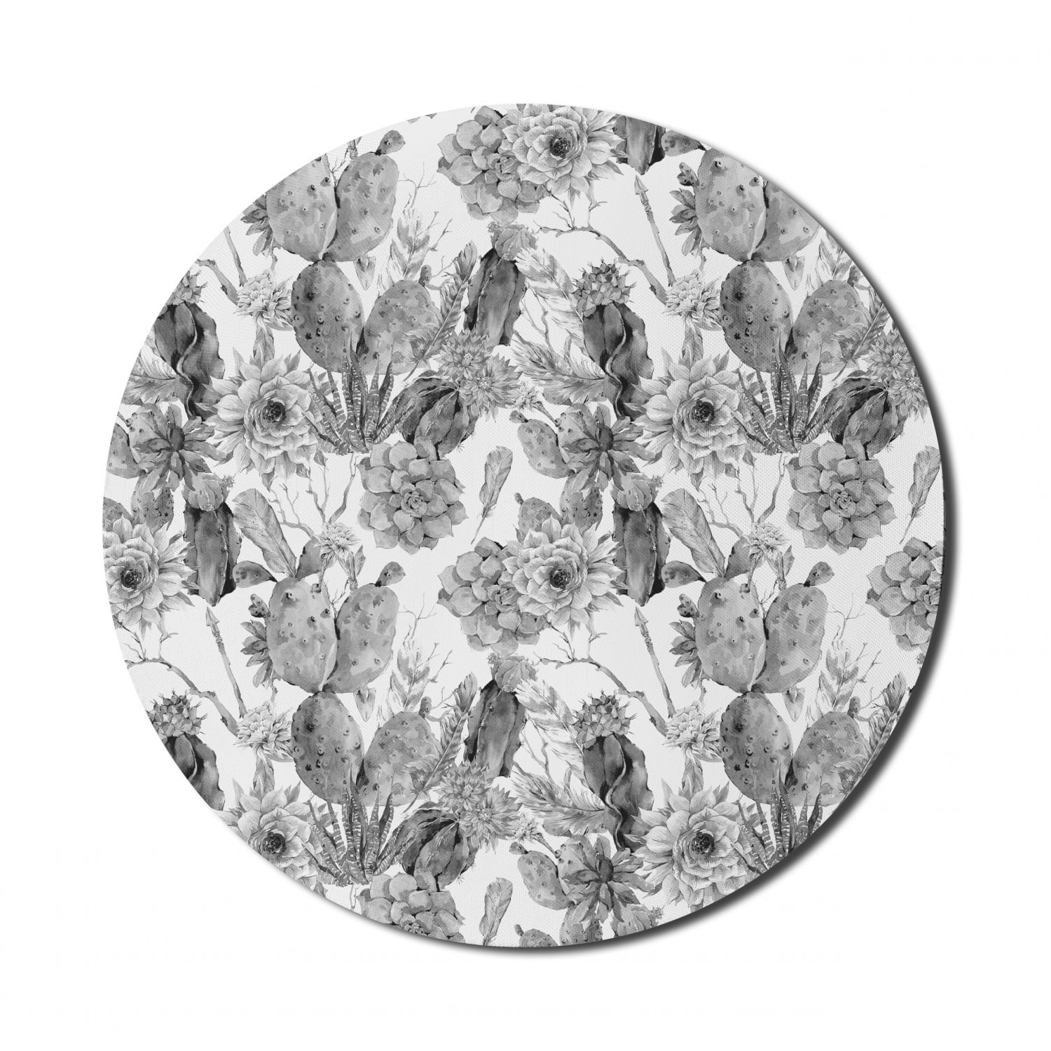 Cactus Mouse Pad for Computers, Boho Form Style Monochrome Cactus ...