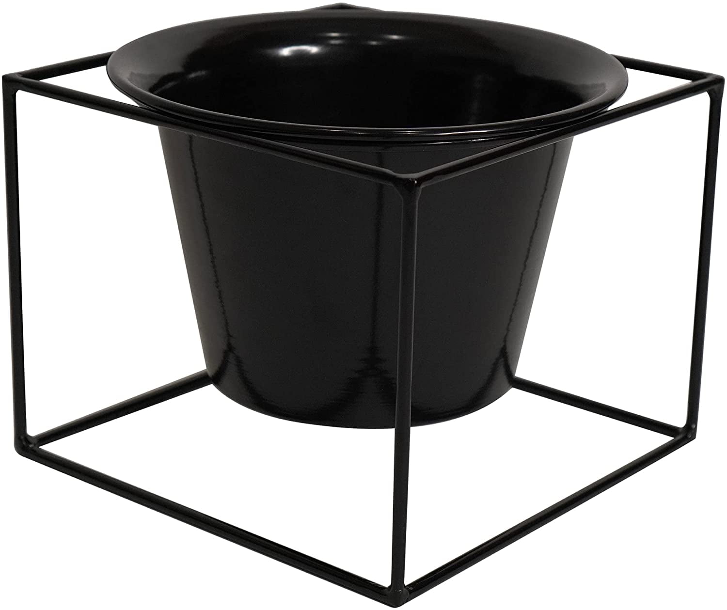 Metal Square Flower Plant Pot with Stand 6" Indoor Modern Planter Pot ...