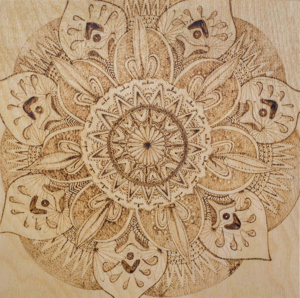 Buy Detail of mandala wood burning art by Jessica Moffatt / Design Pics ...