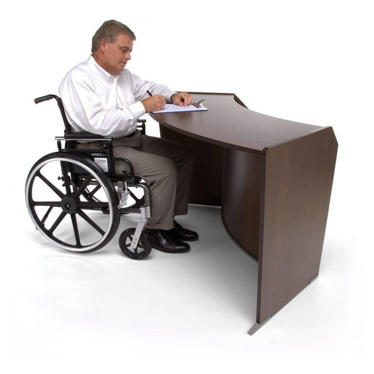 Handicap Accessible Reception Desk Office White Glass Top Wheelchair