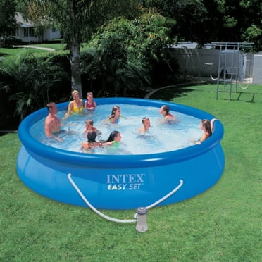 Intex 12 Ft x 30 Inches Metal Frame Set Above Ground Swimming Pool with ...