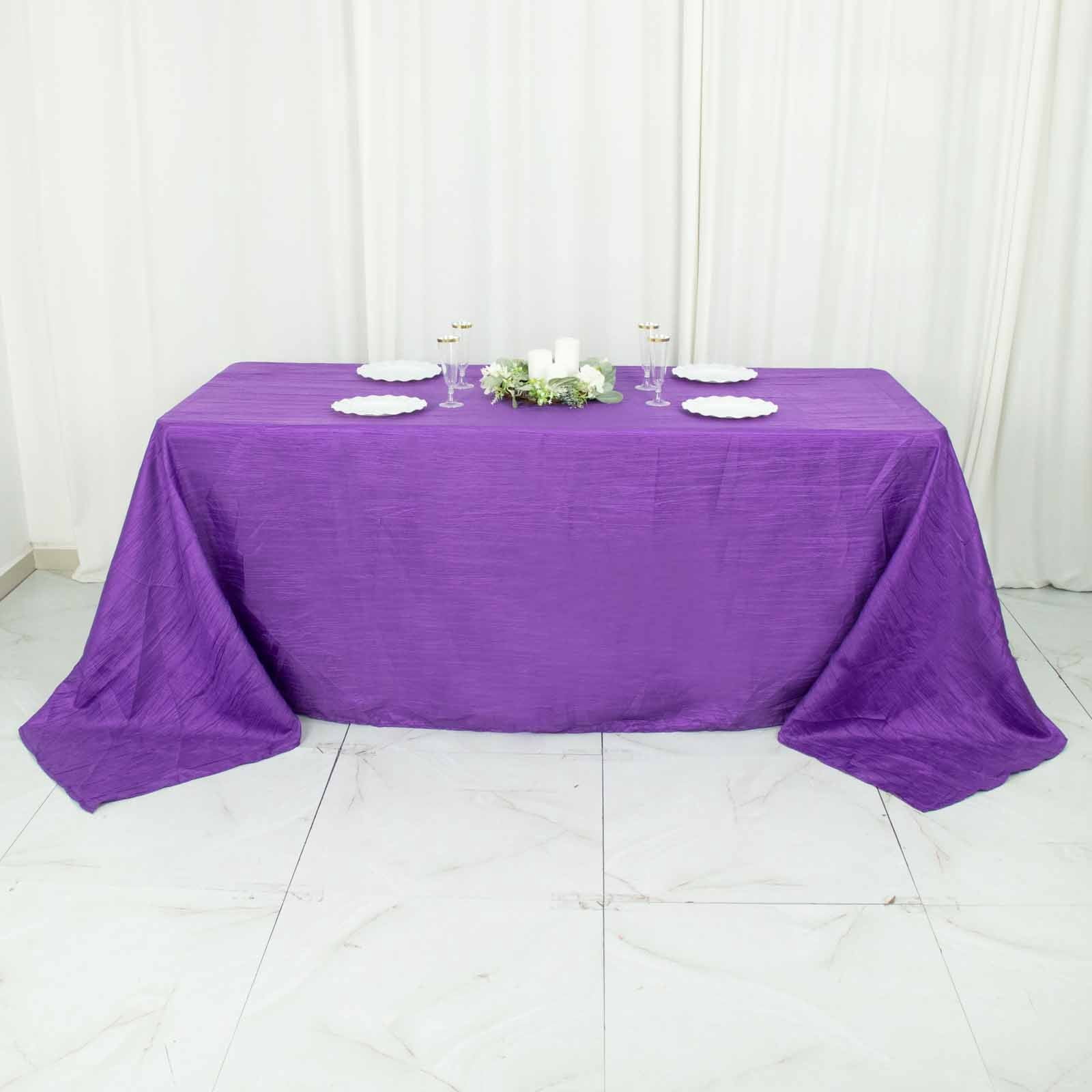 Efavormart 90" X 132" - Purple Accordion Crinkle Taffeta Rectangular ...