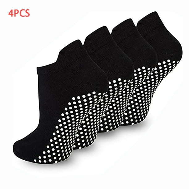 Ousitaid 4 Pairs Non Slip Grip Socks Yoga Pilates Hospital Socks Sticky Grippers For Men Women
