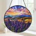 Sunset Lavender Field Stained Glass Suncatcher – Nature Window Panel ...
