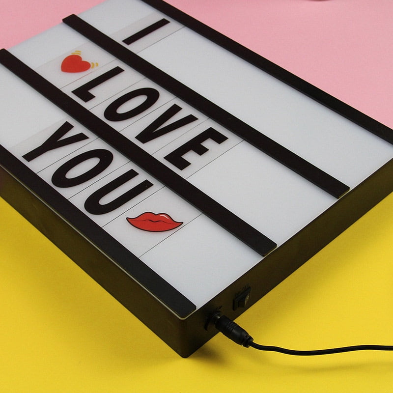 Buy A4 LED Lightbox DIY Message Box Cinema Letter Lamp+96 Cards for ...