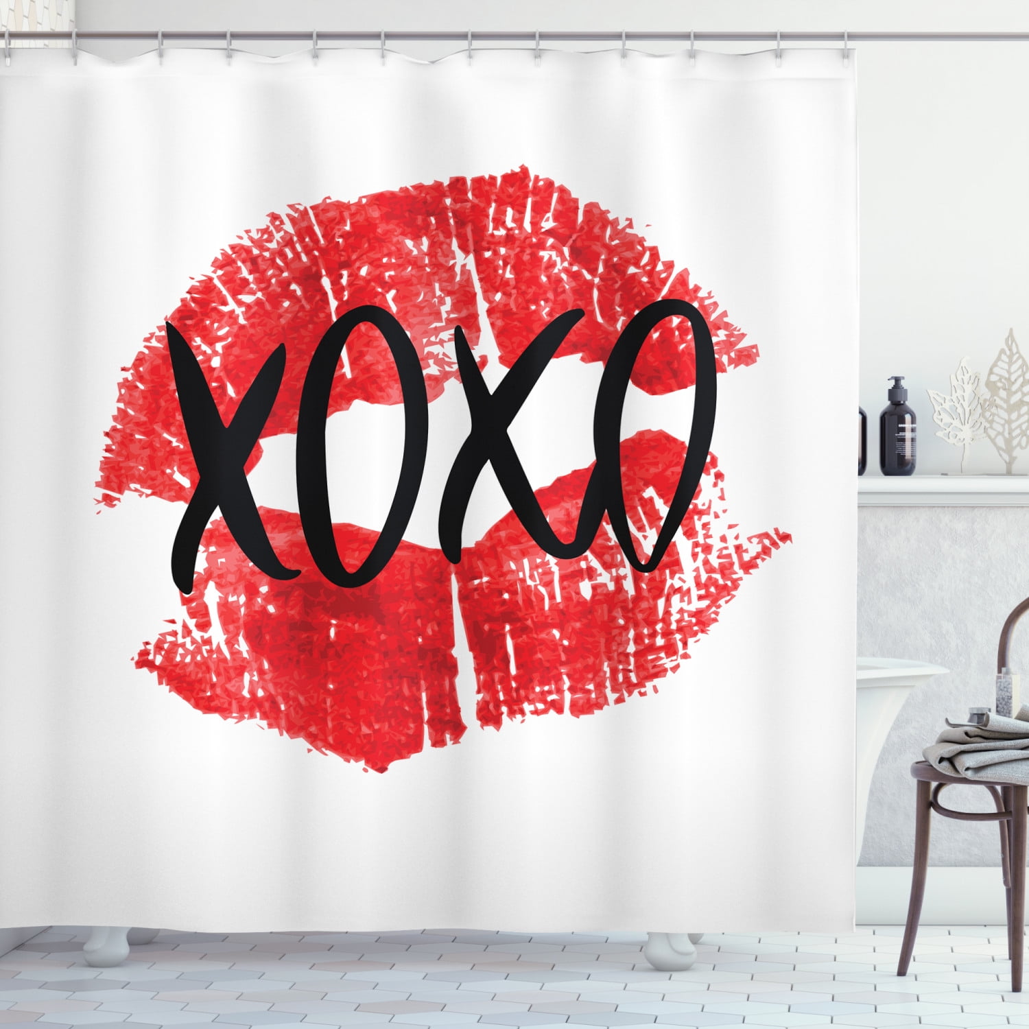 Ambesonne XOXO Shower Curtain, Lips Pattern with Love Kisses, 69"Wx84"L ...