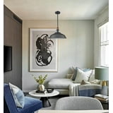 Industrial Matte Black Pendant Light Rod Hung , Adjustable Height ...