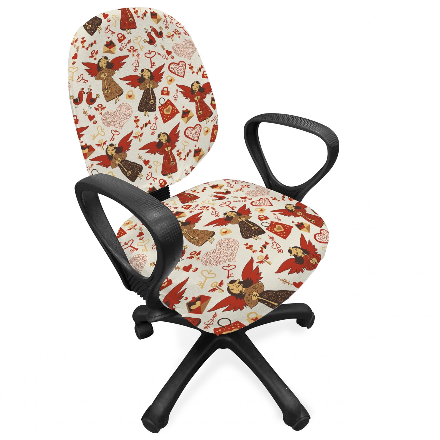 Angel Office Chair Slipcover, Medieval Marry Love Angel Playing Music ...