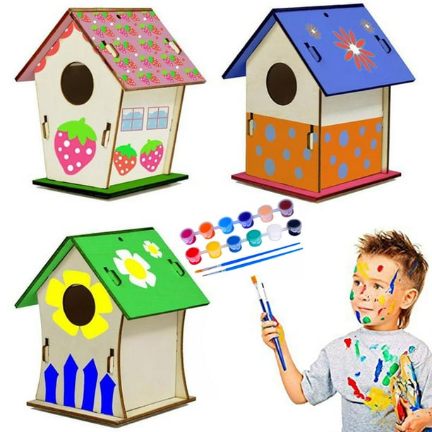 3pcs Doodle Bird Houses for Kids DIY Bird House Kit with 12 Colors ...