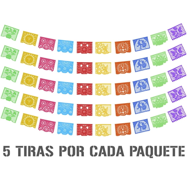 Papel picado Mexicano | Guirnaldas | enramado | 5 tiras de 5 metros ...