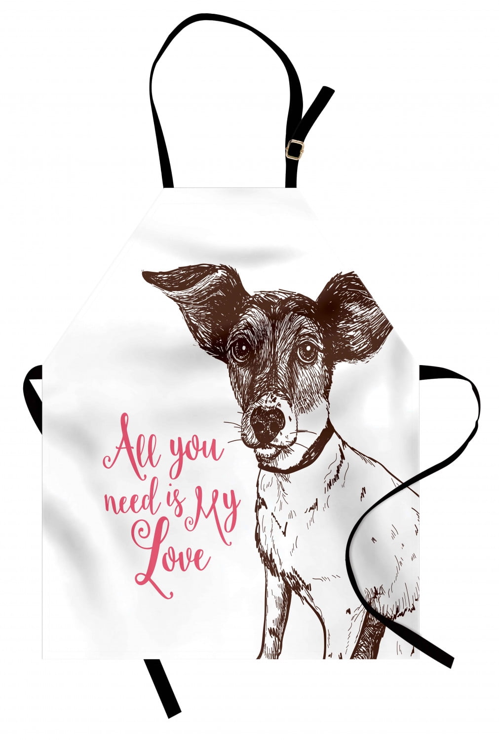 Jack Russell Apron, Sketch Dog with All You Need is My Love Words ...