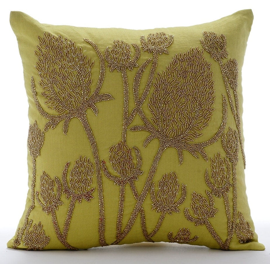Toss Pillow Cover, Green Accent Pillows, Paddy Millet Pillows Cover ...