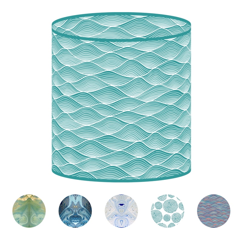 LampPix 10.00" Table Lamp Shade - Waves Aqua Custom Printed Canvas Desk ...