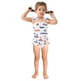 Boats Pattern Girls' One-Piece Swimsuit Bowknot Tie Shoulder Ruffled ...