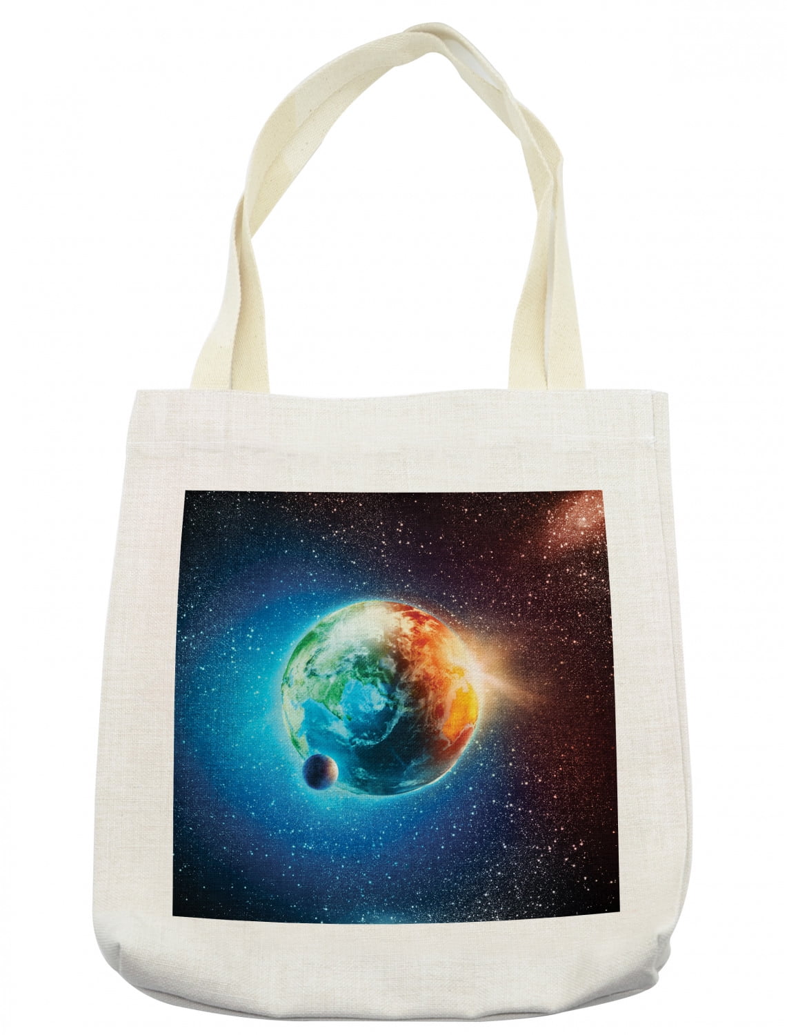 Outer Space Tote Bag, Planet Earth in Sun Rays Elements Astronomy ...