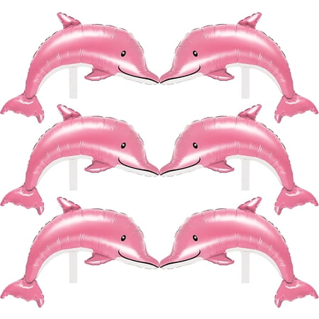 Lepai 6 Pieces Dolphin Balloons Mermaid Dolphin Party Decorations Foil ...