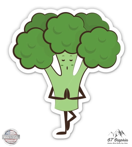 Broccoli Yoga Healthy Lifestyle - 3" Vinyl Sticker - For Car Laptop I ...