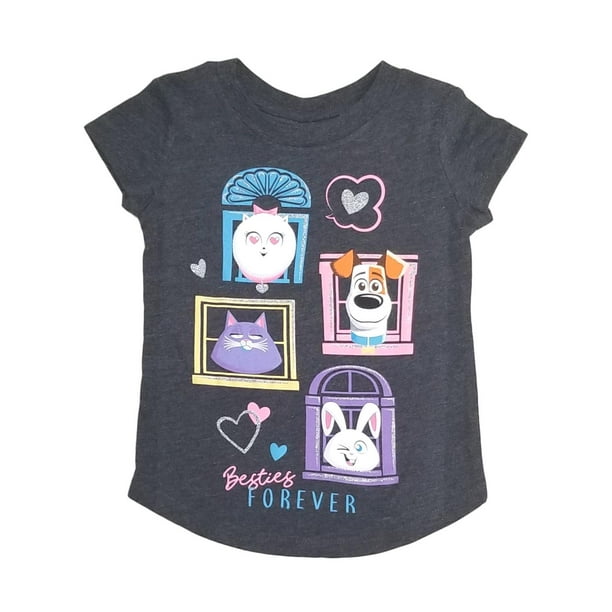 Secret Life of Pets Toddler Girls Gray Besties Forever T-Shirt Tee ...
