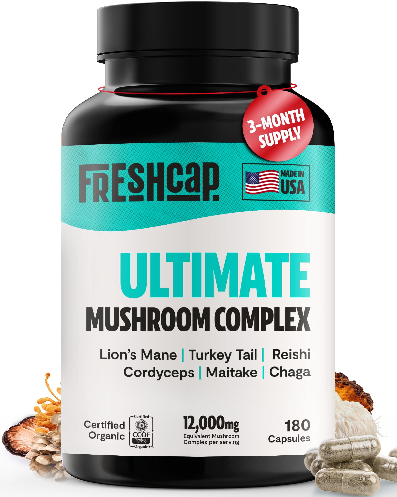 Suplemento FreshCap Ultimate Mushroom 12.000 mg 180 cápsulas | Walmart ...